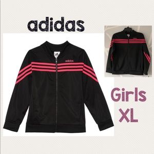adidas | Jackets & Coats | Nwt Girls Adidas Black Pink Linear Tricot ...